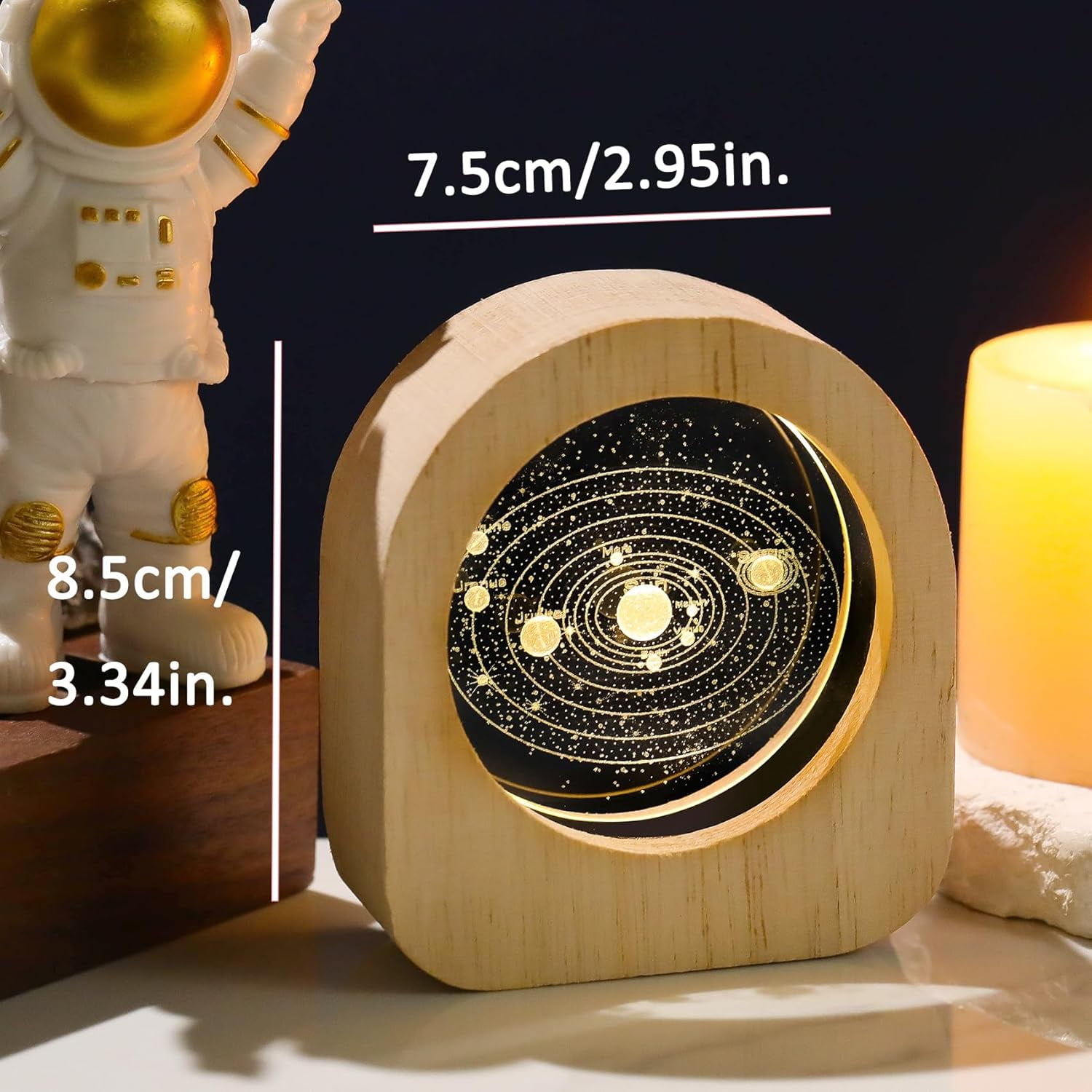 Wuquan-3D Solar System Wooden Night Lights Engraving Solar System Star ...