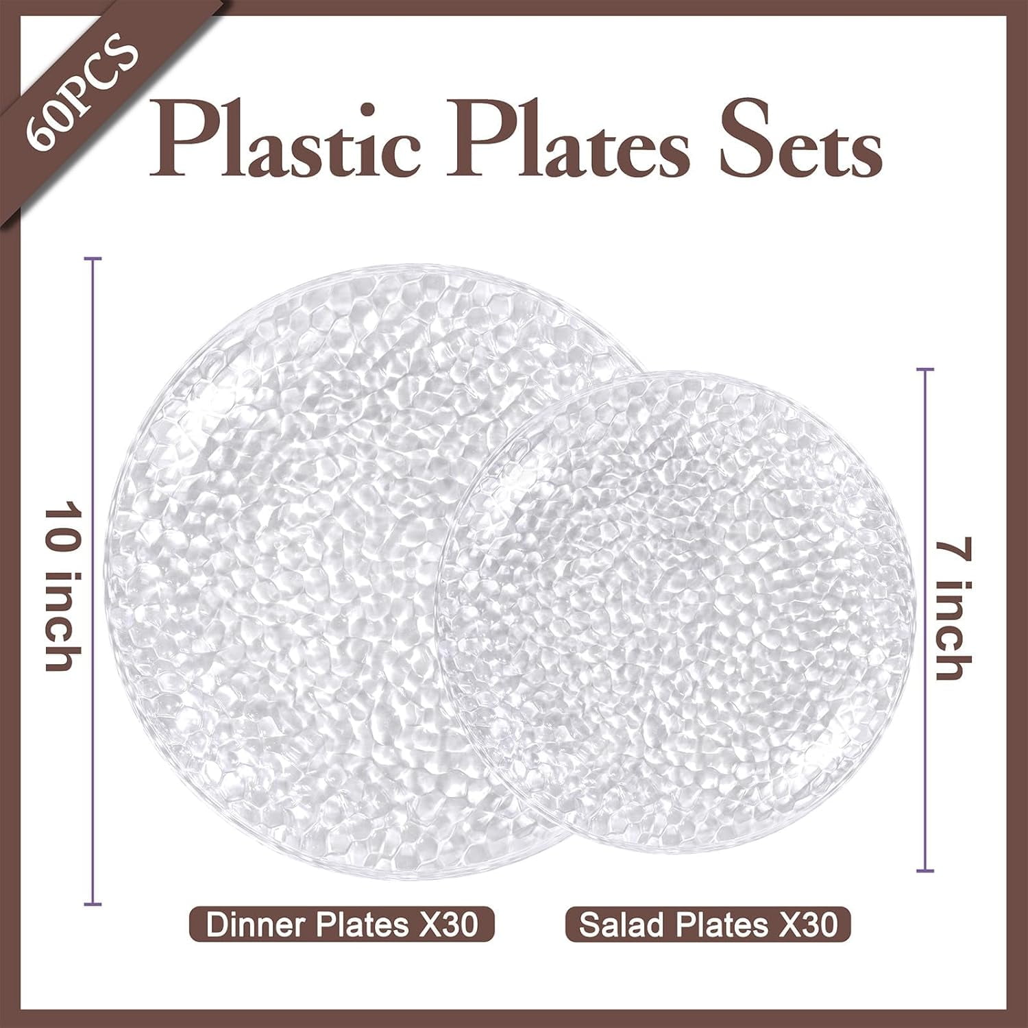 Wuquan-60Pcs Thanksgiving Clear Plastic Plates, Hammered Disposable ...