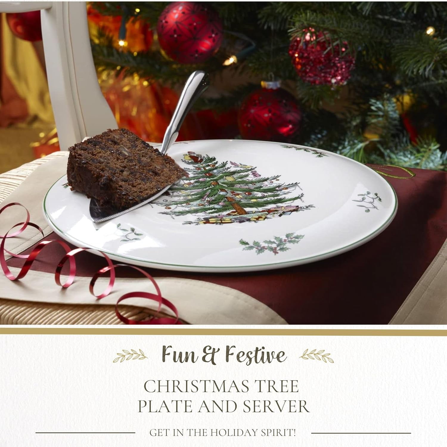 Wuquan-Christmas Tree Cake Plate & Server Set - 11.5 Inch Fine ...