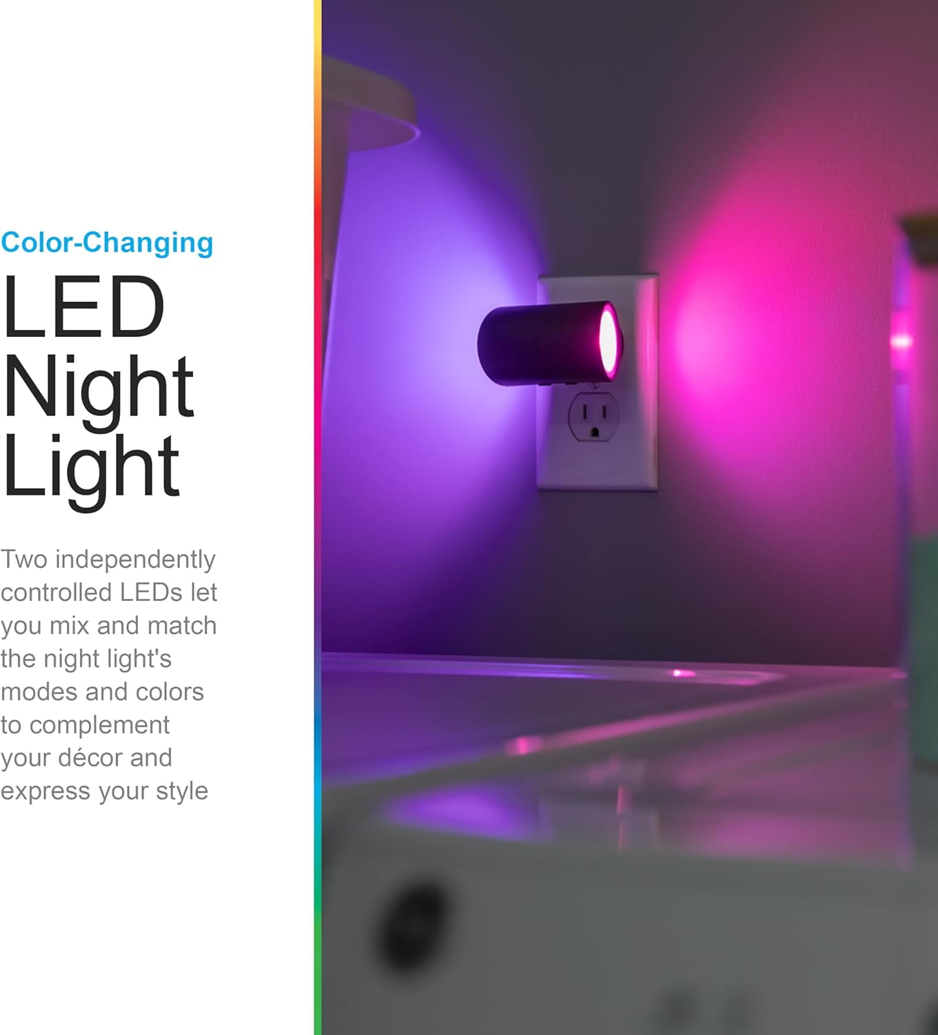 Wuquan-Directional LED Swivel Sconce Night Light, Plug-in, Color ...