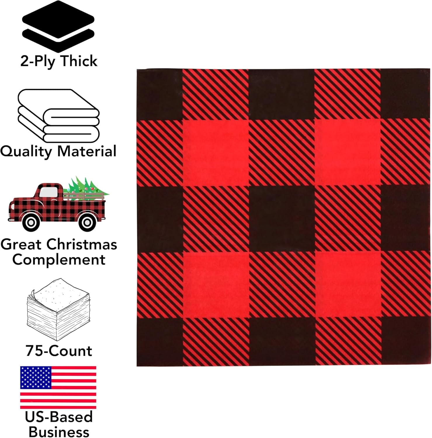 Wuquan-Disposable Paper Party Napkins, Red Buffalo Plaid, Dinner Size ...