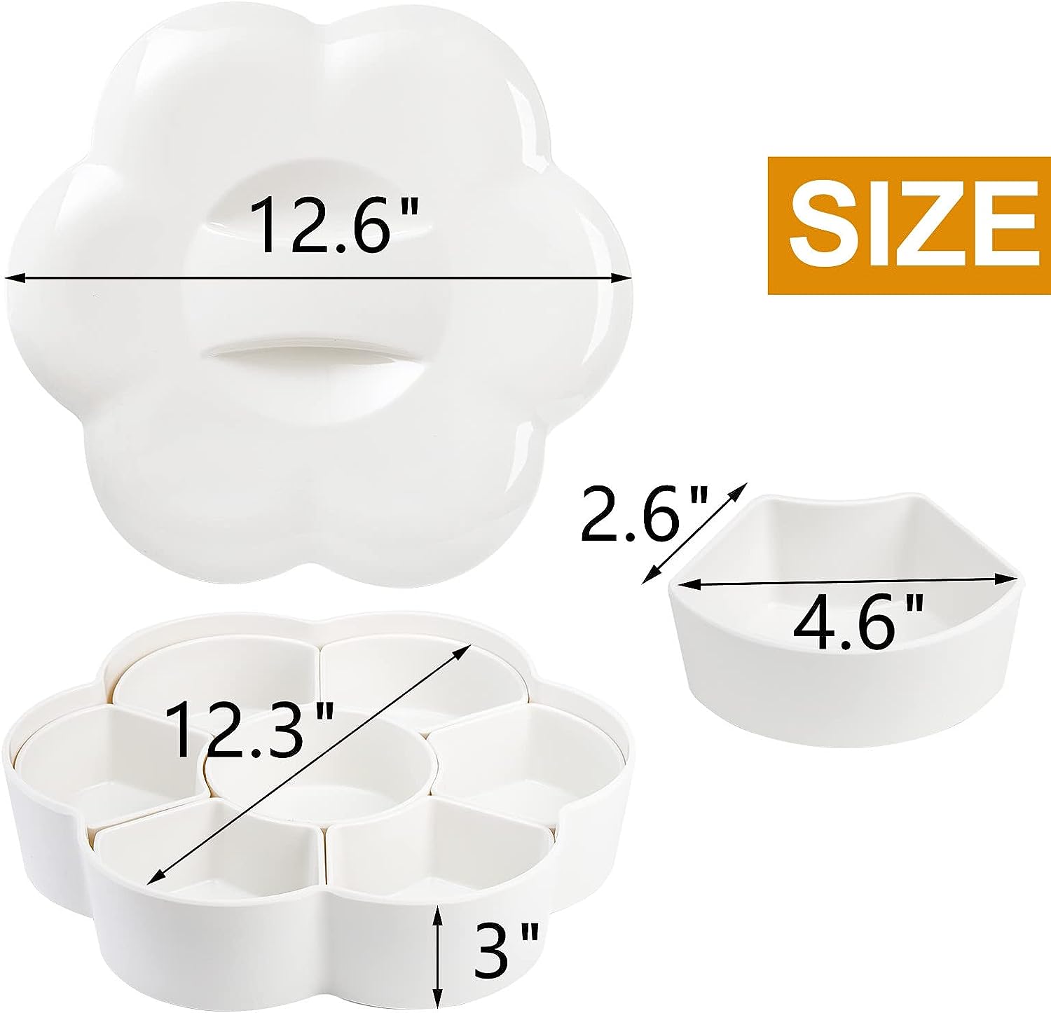 Wuquan-Divided Serving Dish with Lid, Melamine Appetizer Tray with 7 ...