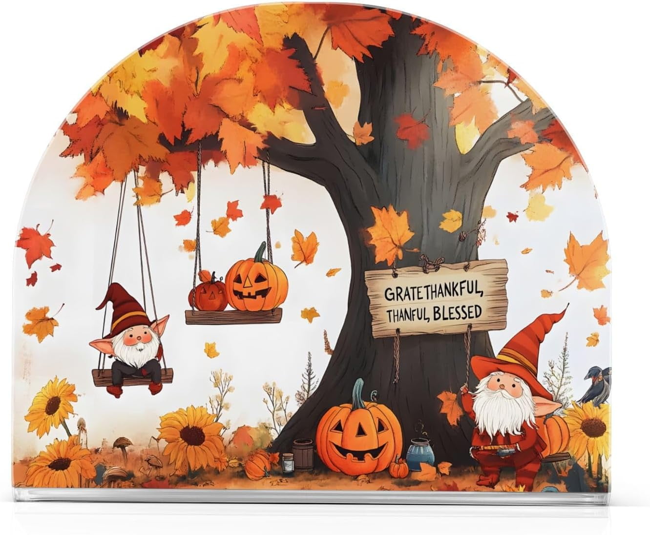 Wuquan-Fall Tree Pumpkin Two Gnome Napkin Holder for Table Kitchen ...