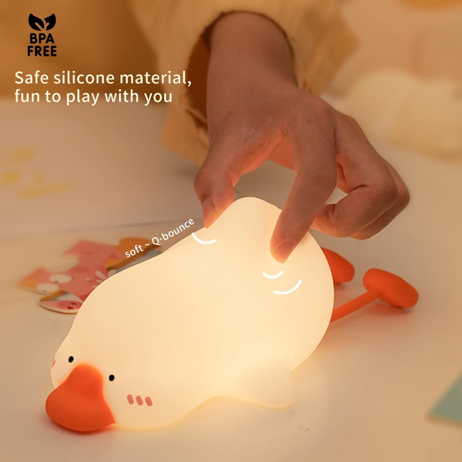 Wuquan-Goose Night Light, Cute LED Lamp, Silicone Dimmable Nursery ...