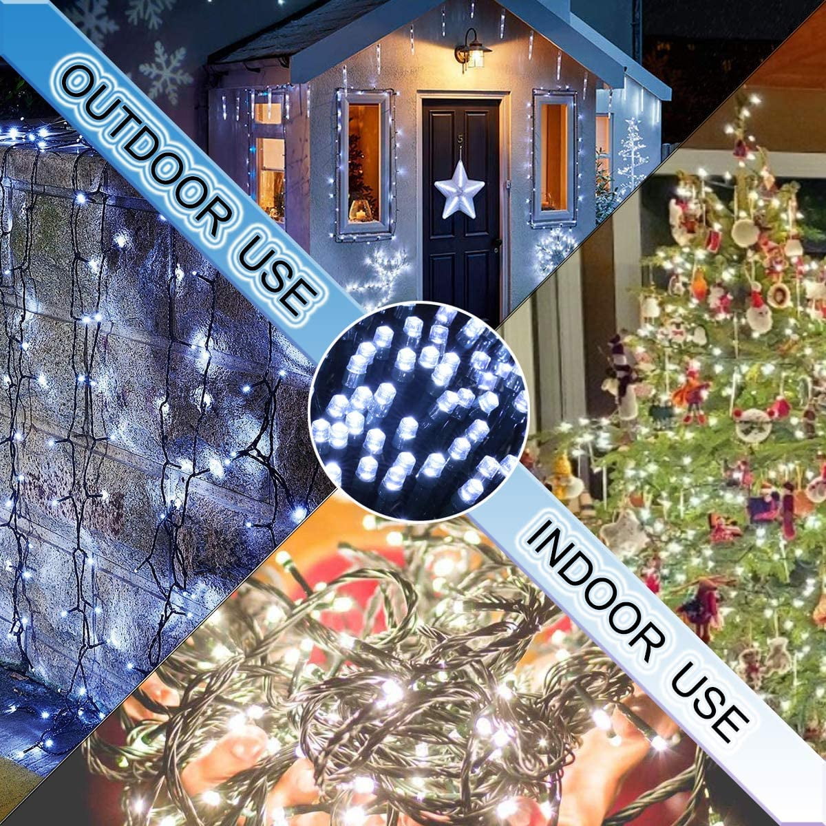 Wuquan-Indoor Christmas String Lights - 220 LEDs 82ft/25m 8 Modes End ...