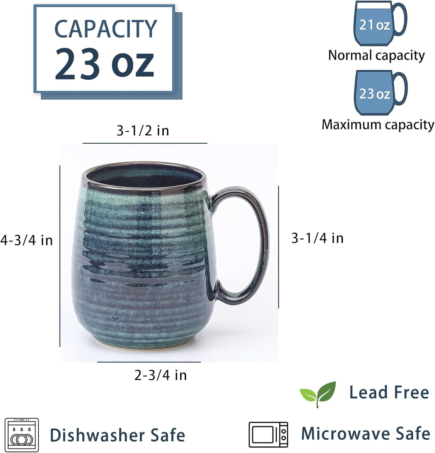 Wuquan-Large Coffee Mugs, Extra Large Ceramic Coffee Mug, 23 oz ...