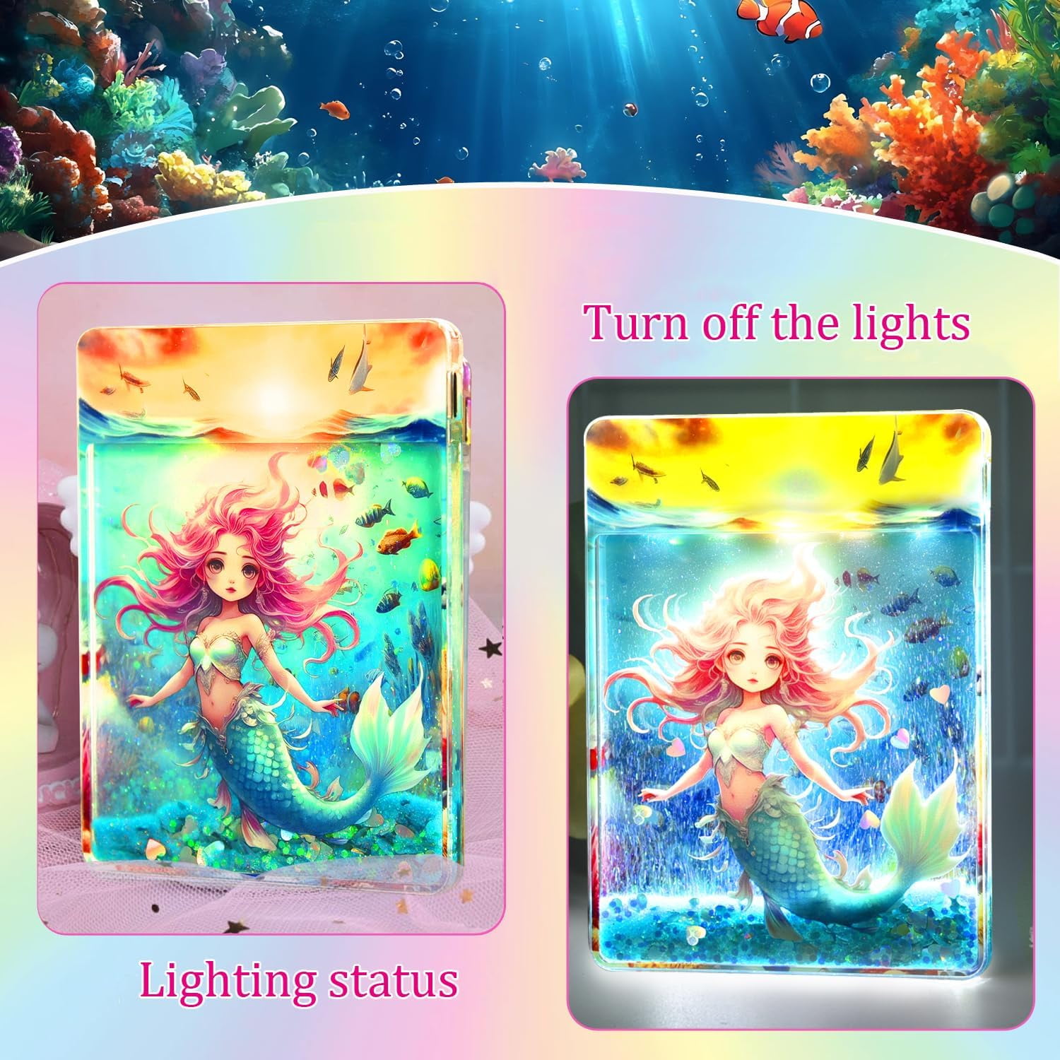 Wuquan-Mermaid Miracle Light – Mini LED Card Lamp, Bedside & Desk Decor ...