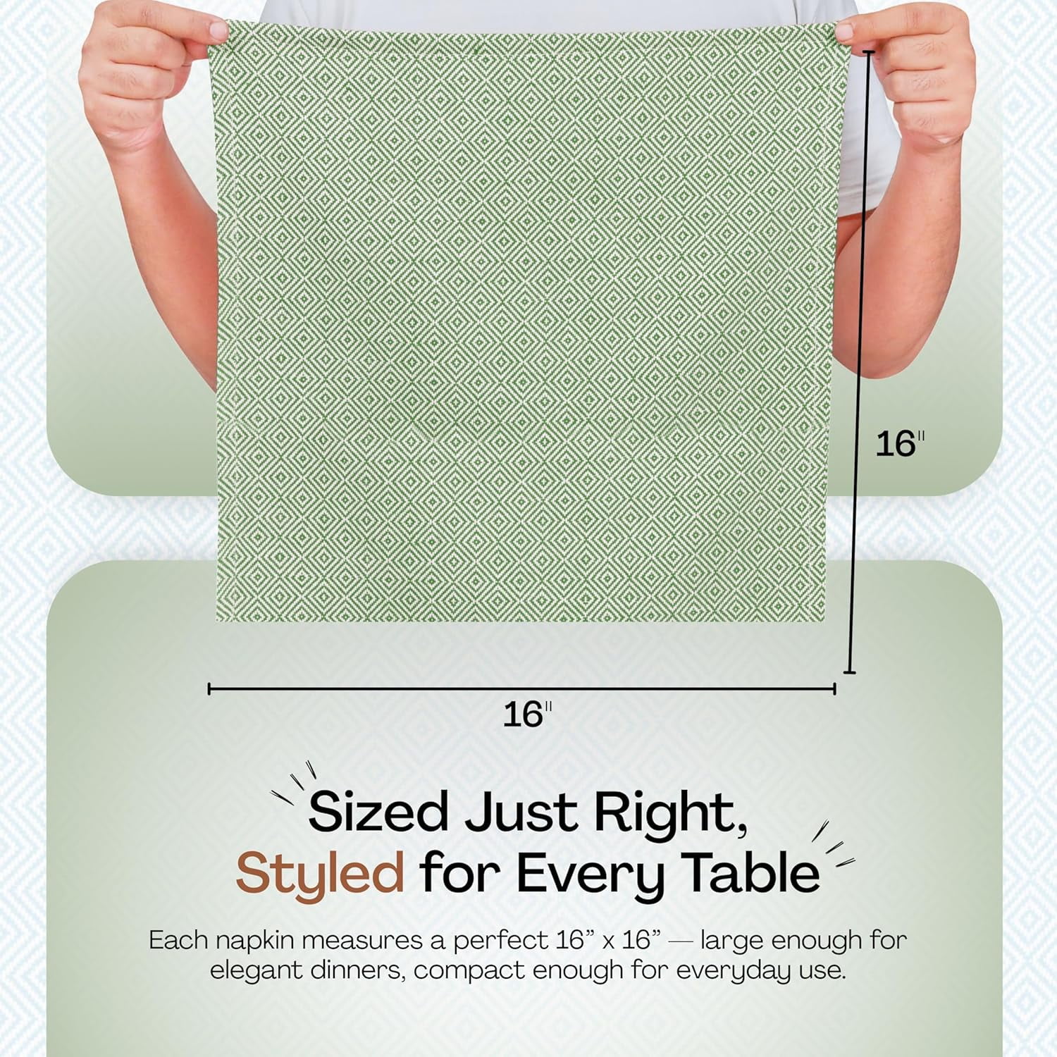 Wuquan-Mint Green Cloth Napkins (Set of 6), 16x16 Inch, 100% Cotton ...