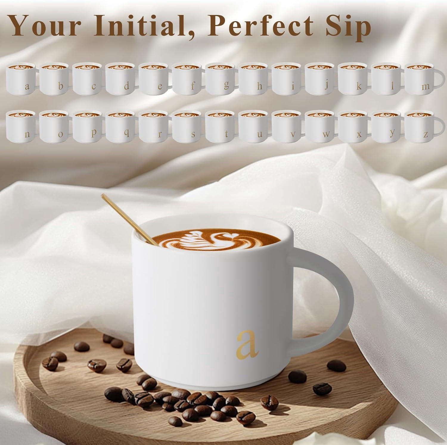 Wuquan-Monogrammed Ceramic Large Coffee Mug Tea Cup Cool Grandma Gifts ...