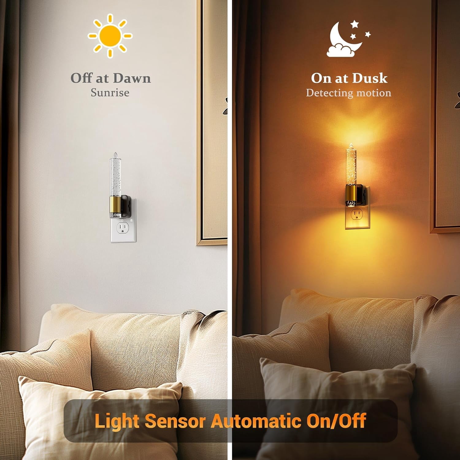 Wuquan-Night Light, Flameless Candle Night Lights Plug into Wall, Dusk ...