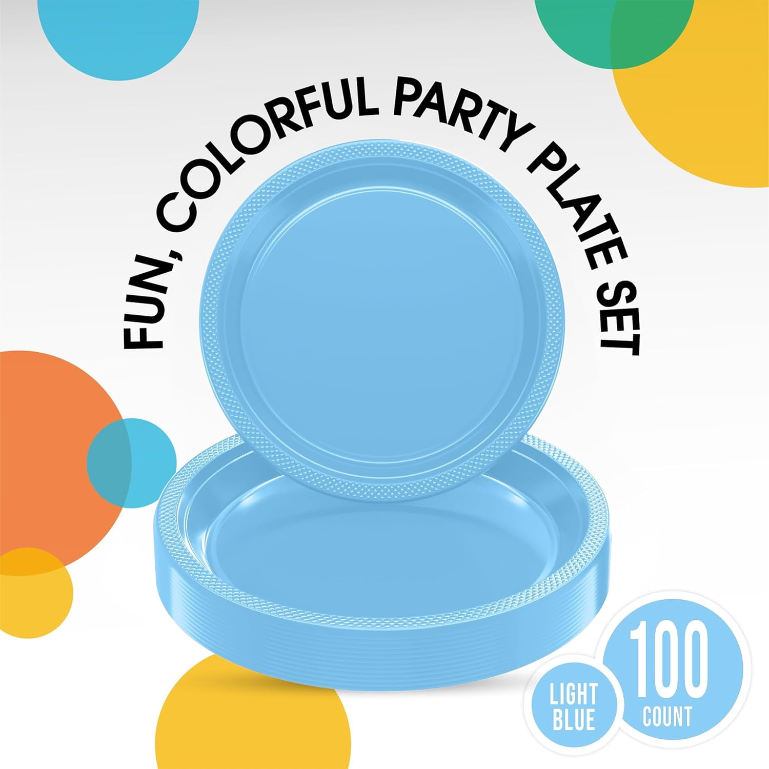Wuquan-Party Solids Light Blue Plastic Plates For Party Supplies, Light ...
