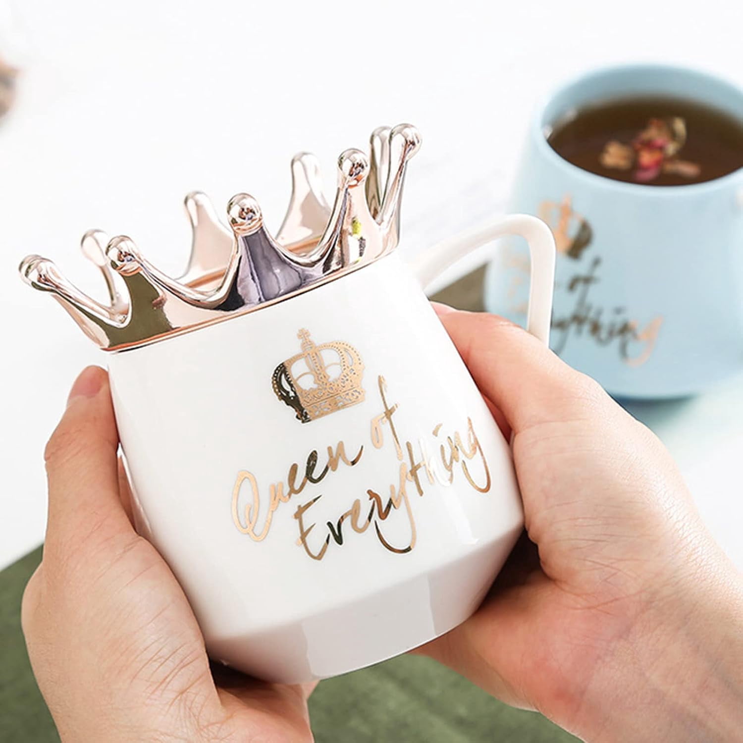 Wuquan-Queen of Everything Mug with Lid Sweet White Mug with Crown ...