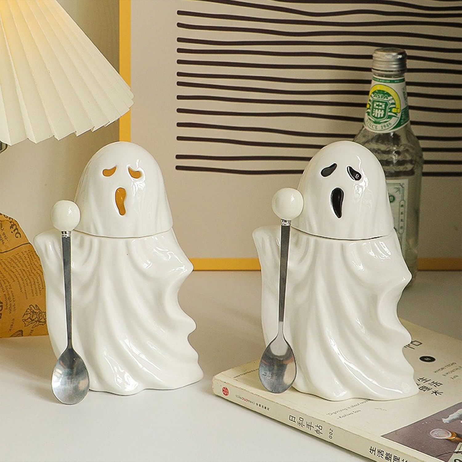 Wuquan-Spooky Ghost Mug,15oz Ghost Halloween Cup, Cute Ghostface ...