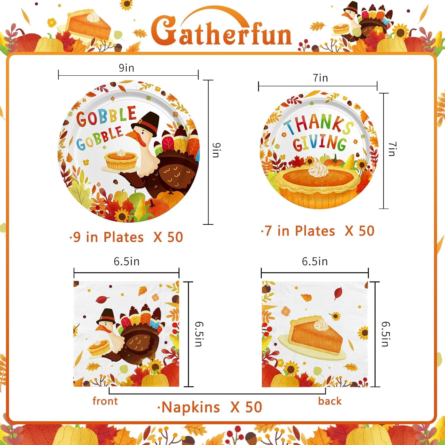 Wuquan-Thanksgiving Turkey Party Supplies Kit - Autumn-Themed ...