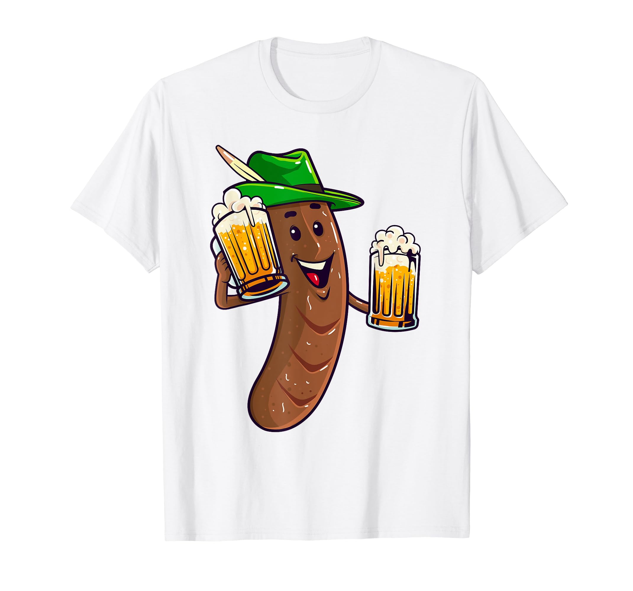Wurst Sausage Oktoberfest Funny German Festival Men White T-Shirt Short ...