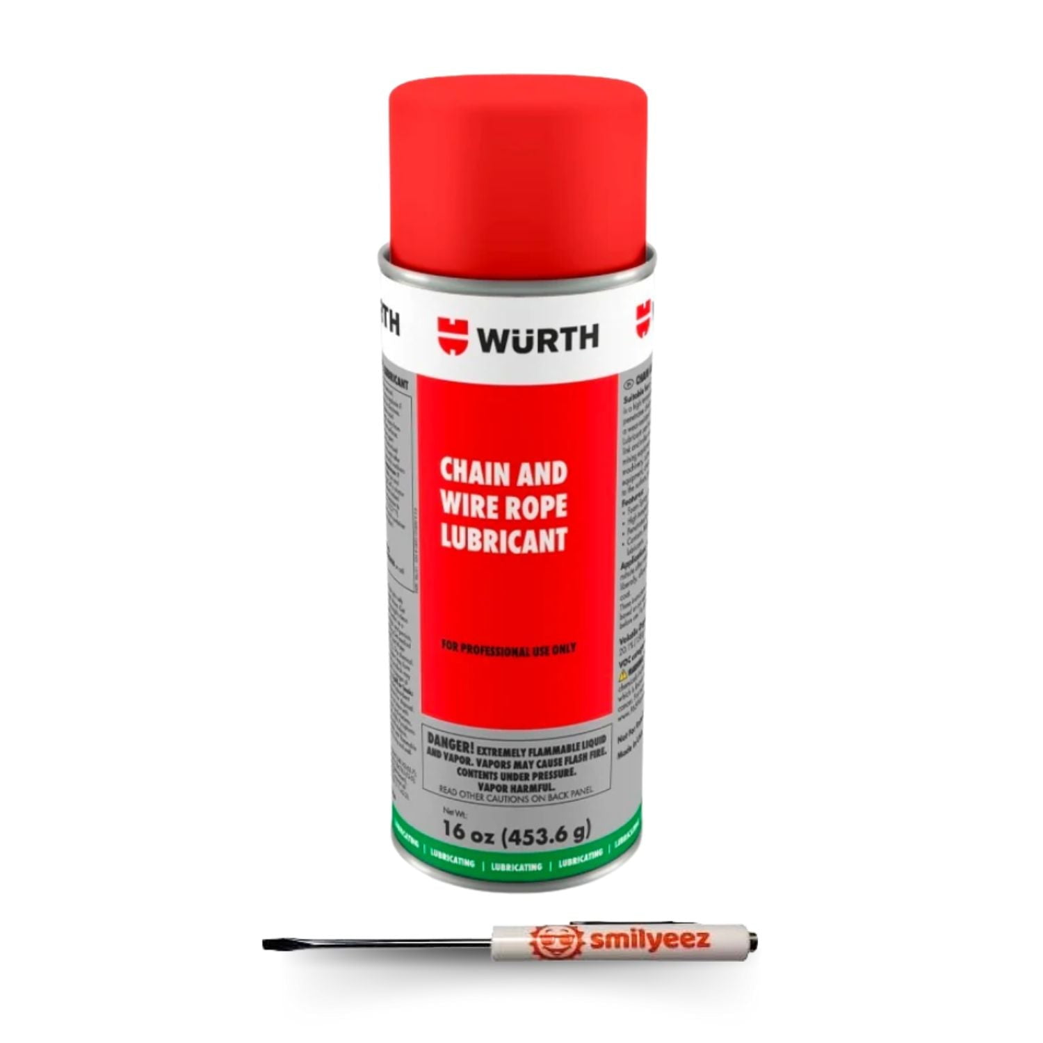 Wurth Chain & Wire Rope Lubricant (16 oz) with Smilyeez Pocket ...
