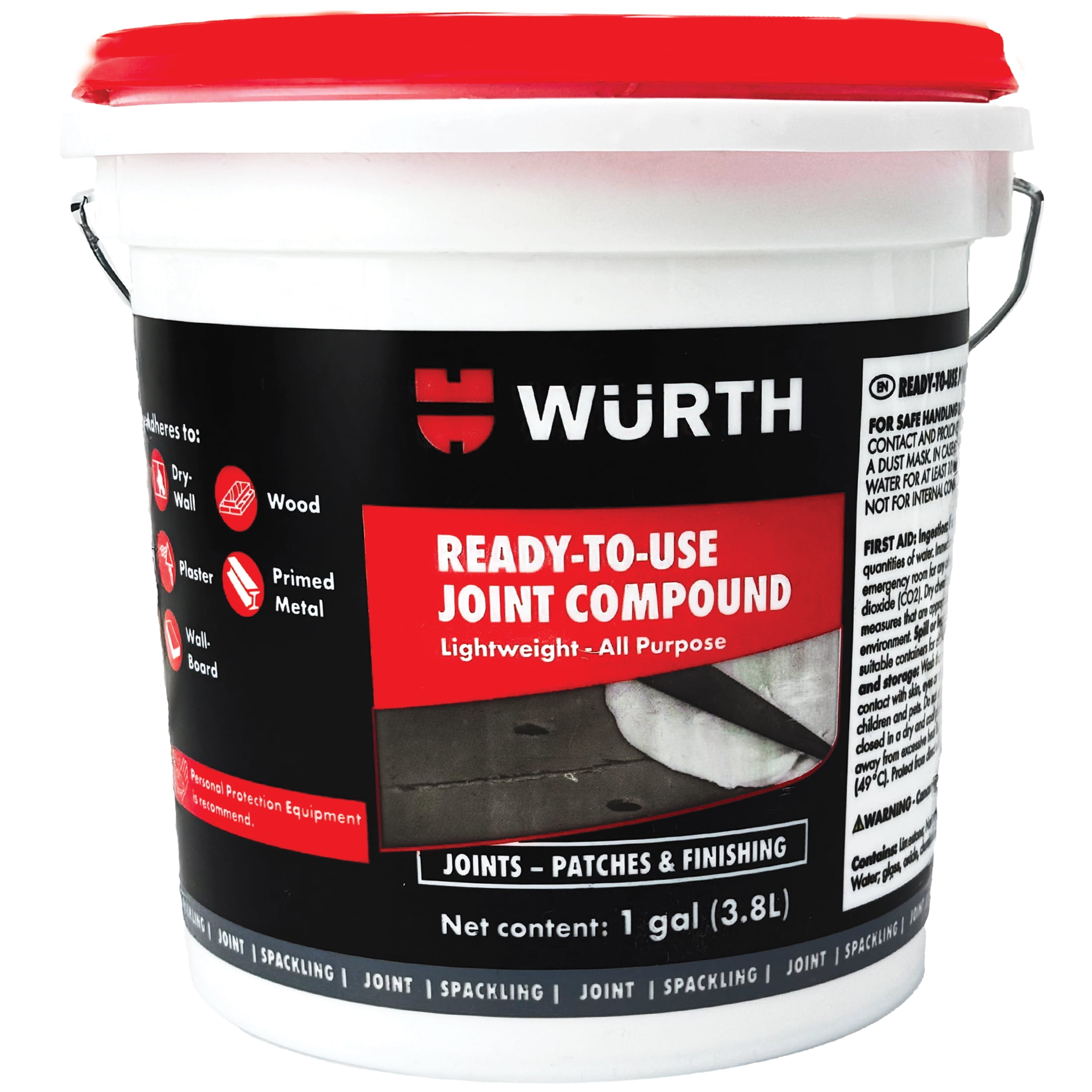 Würth Ready-to-Use Lightweight Joint Compound, 1 Gallon, Gypsum, Pre ...