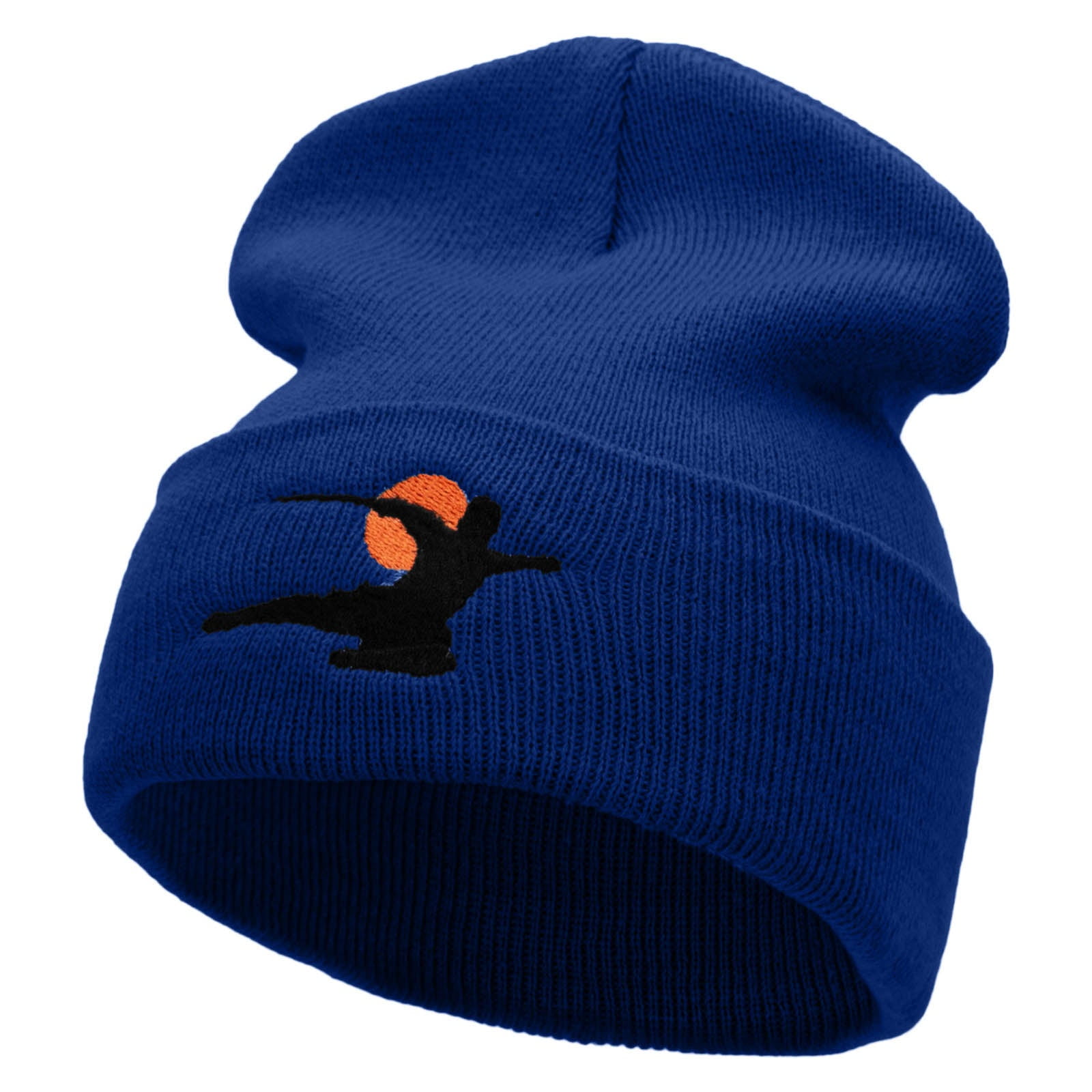 Wushu Sword Embroidered 12 Inch Solid Long Beanie Made in USA - Royal ...