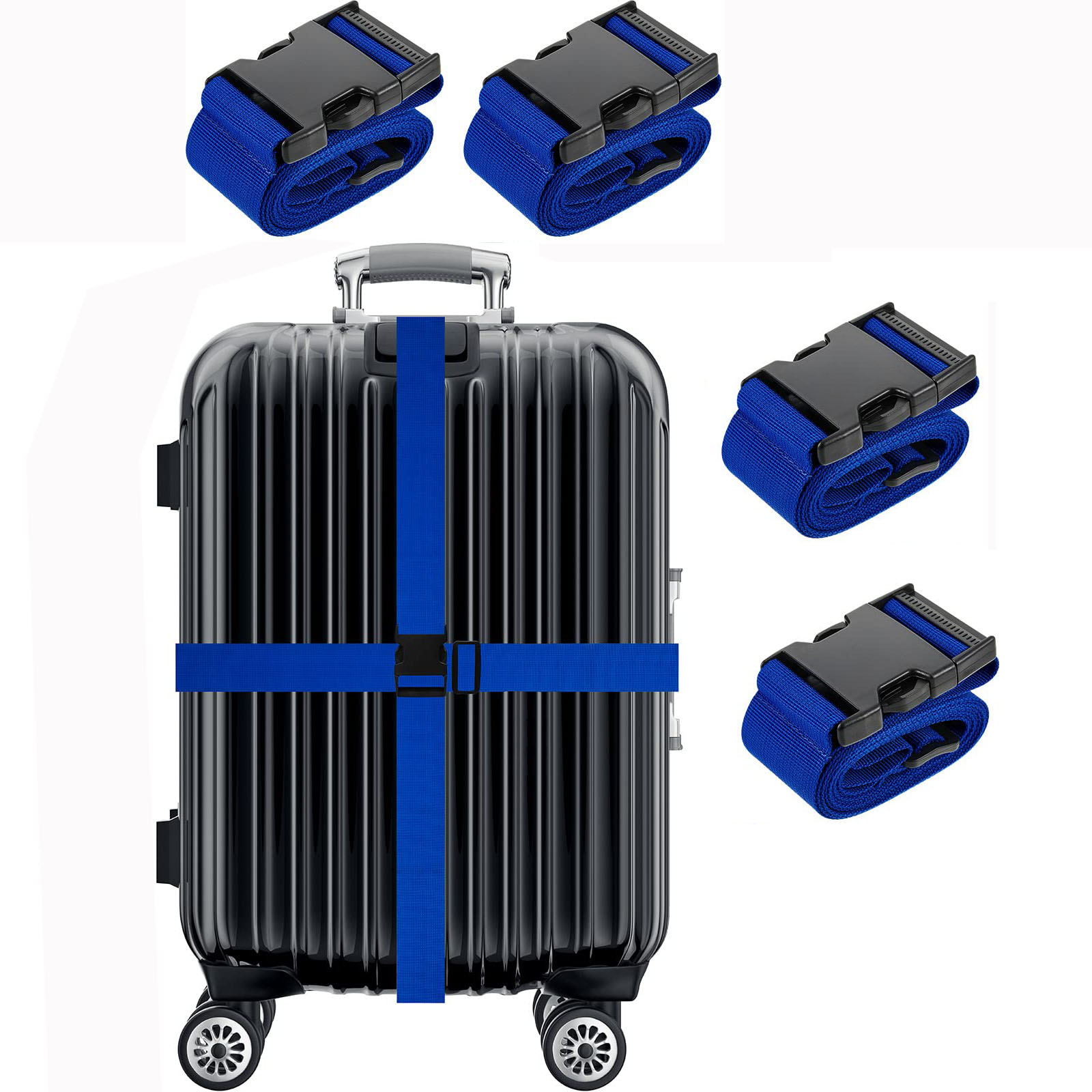 Wusi 4 Pack Luggage Straps Suitcase Belt, Travel Adjustable Suitcase ...