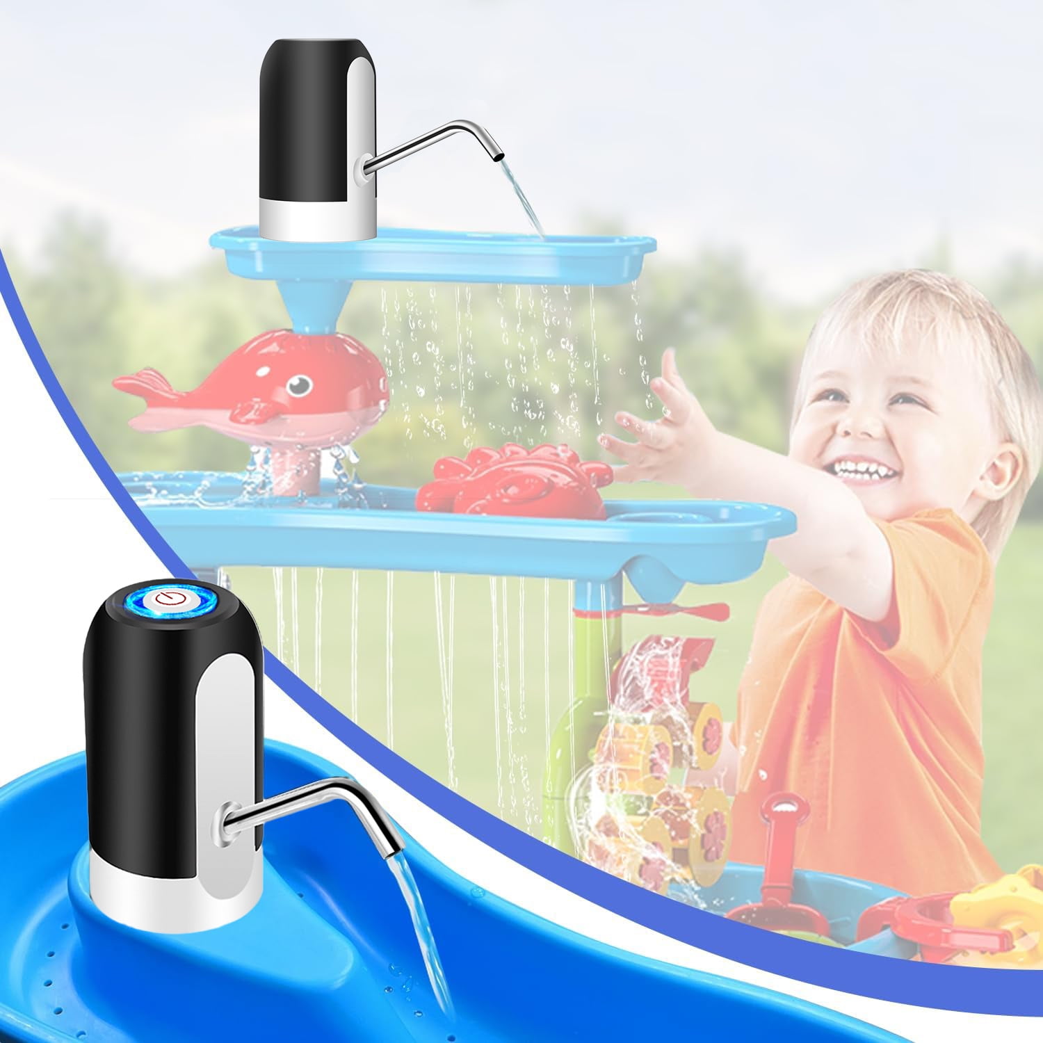 Wuszhor Portable Water Table Pump for Kids, Outdoor Water Game Toys ...