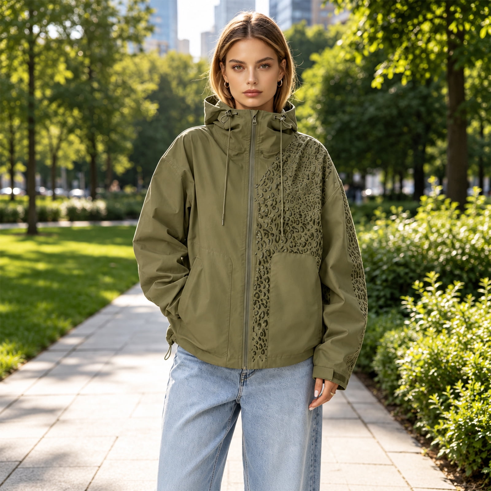 Wutalume Fall Jackets for Women Hooded — Leopard Print Moisture ...
