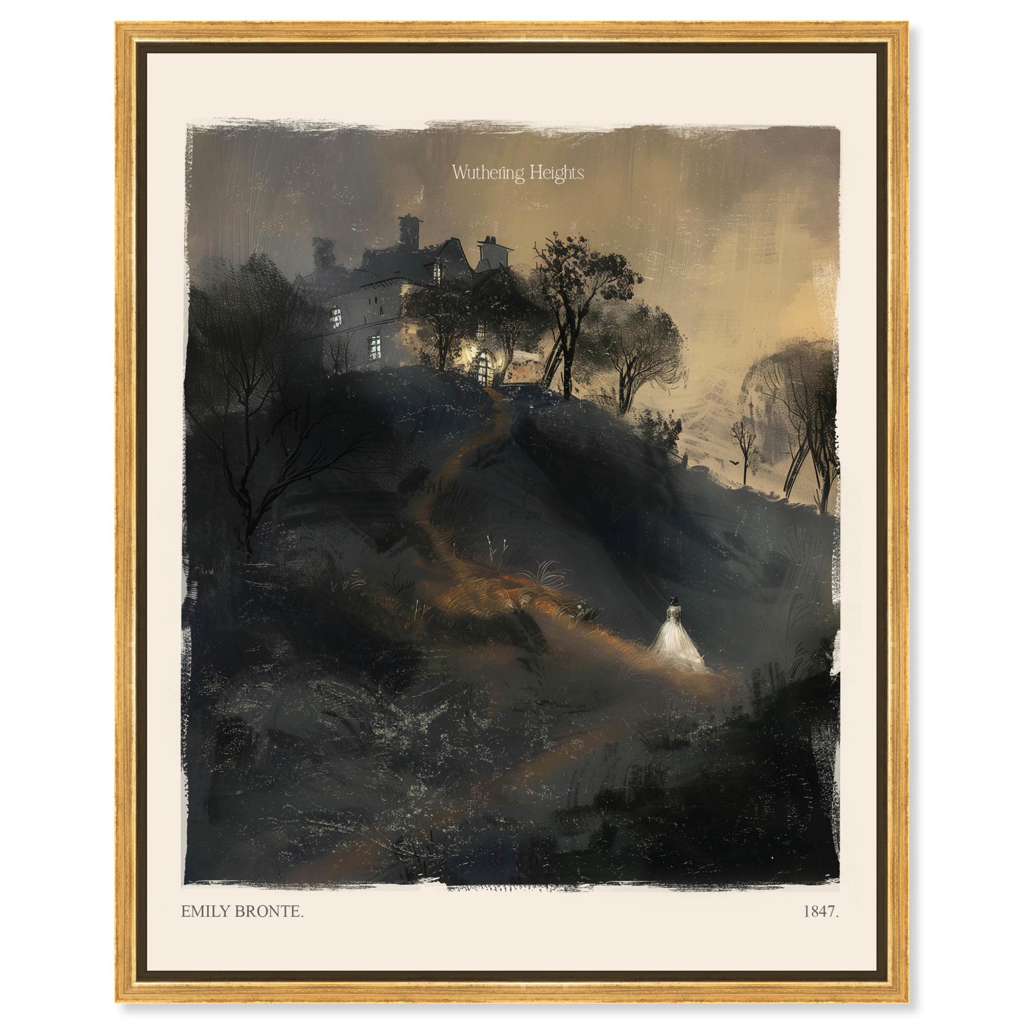 Wuthering Heights Canvas Romance Book Posters by Art Remedy, Gold Frame ...