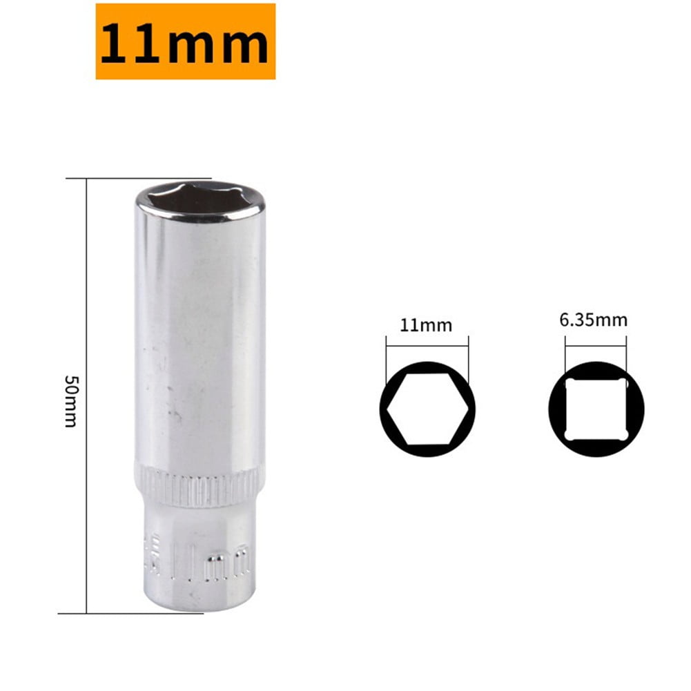 Wuweikeji 1 Pcs 4-14mm Deep Socket Adapter 1/4inch Hex Socket Wrench ...