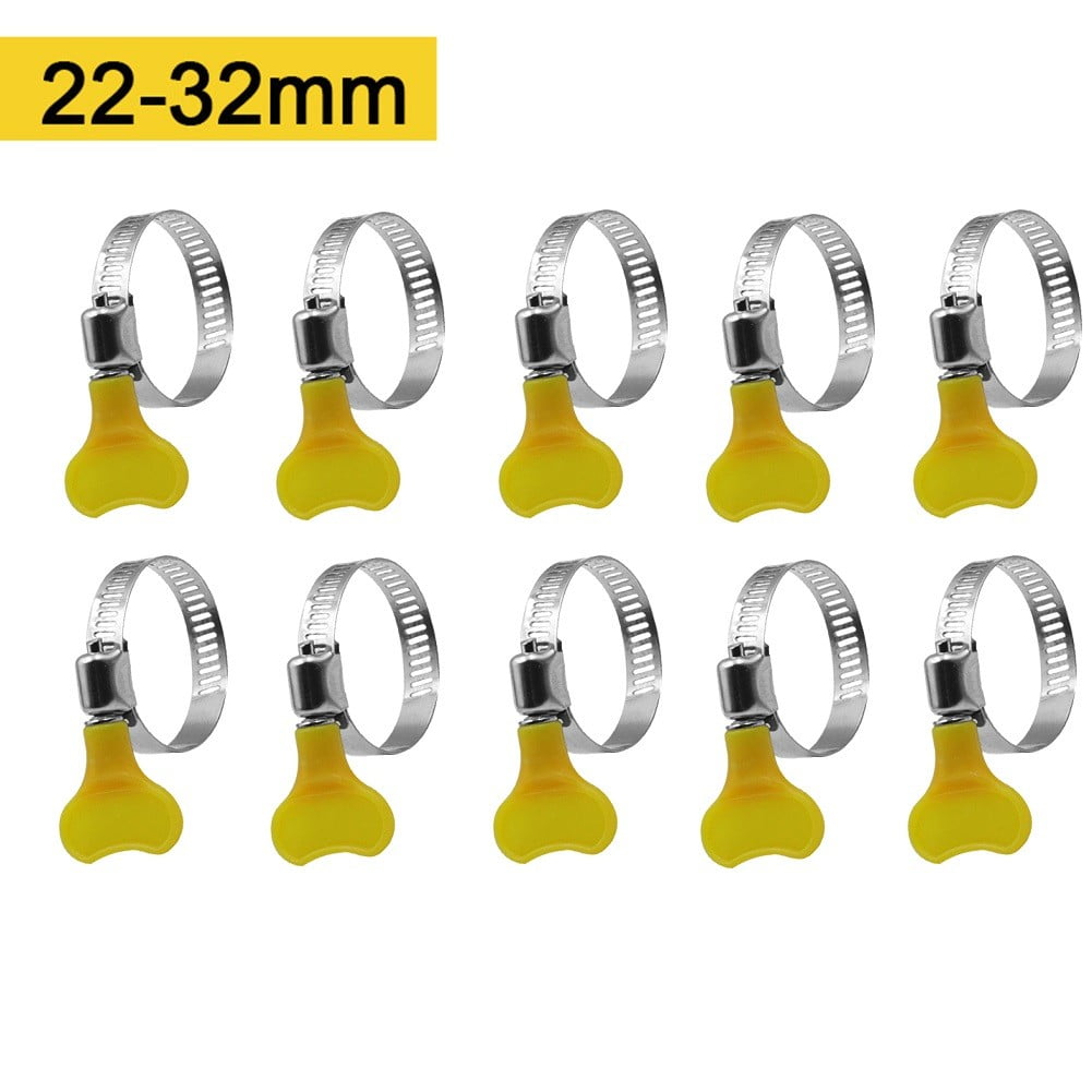 Wuweikeji 10 Pcs 10-38mm Hose Clamps Adjustable Yellow Plastic Handle ...