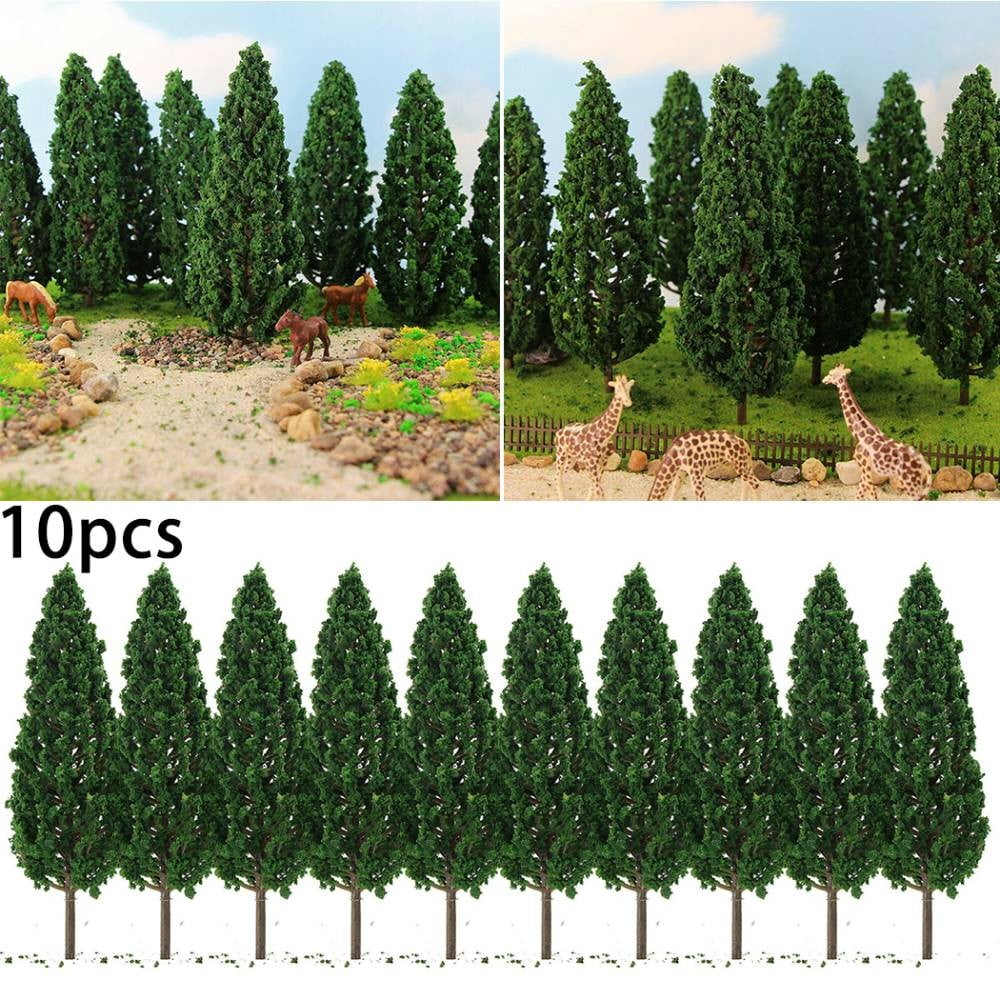 Wuweikeji 10 pcs Model Pine Trees Green for Scale Railway Layout 15cm ...
