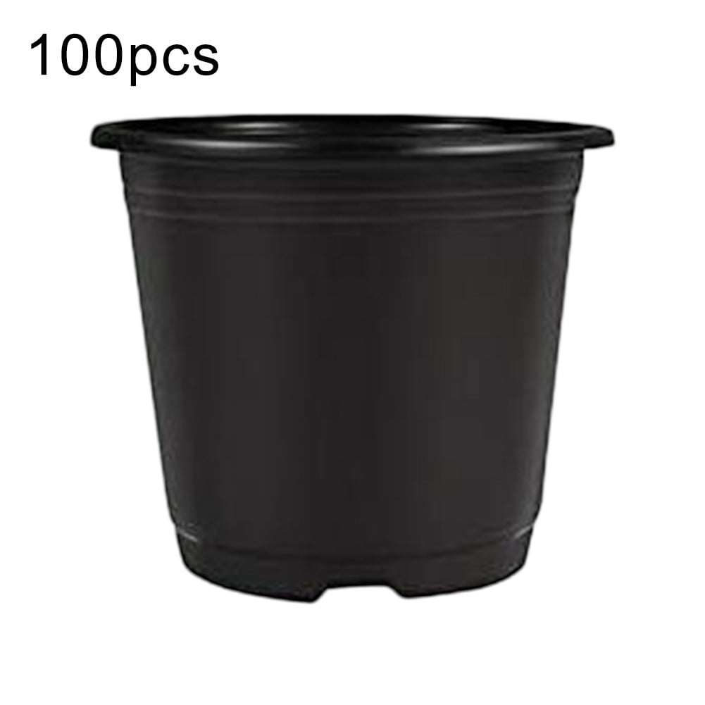 Wuweikeji 100 Black Flower Pots Plastic Flower Pot Transplant Pots ...