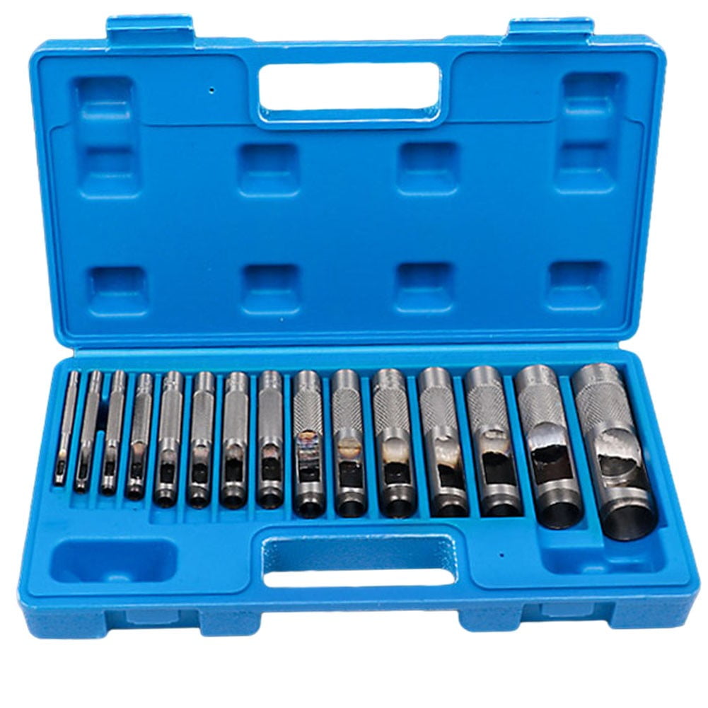 Wuweikeji 15 Pcs Kit Hollow Punch Set Round Hole Punch Tool Steel ...