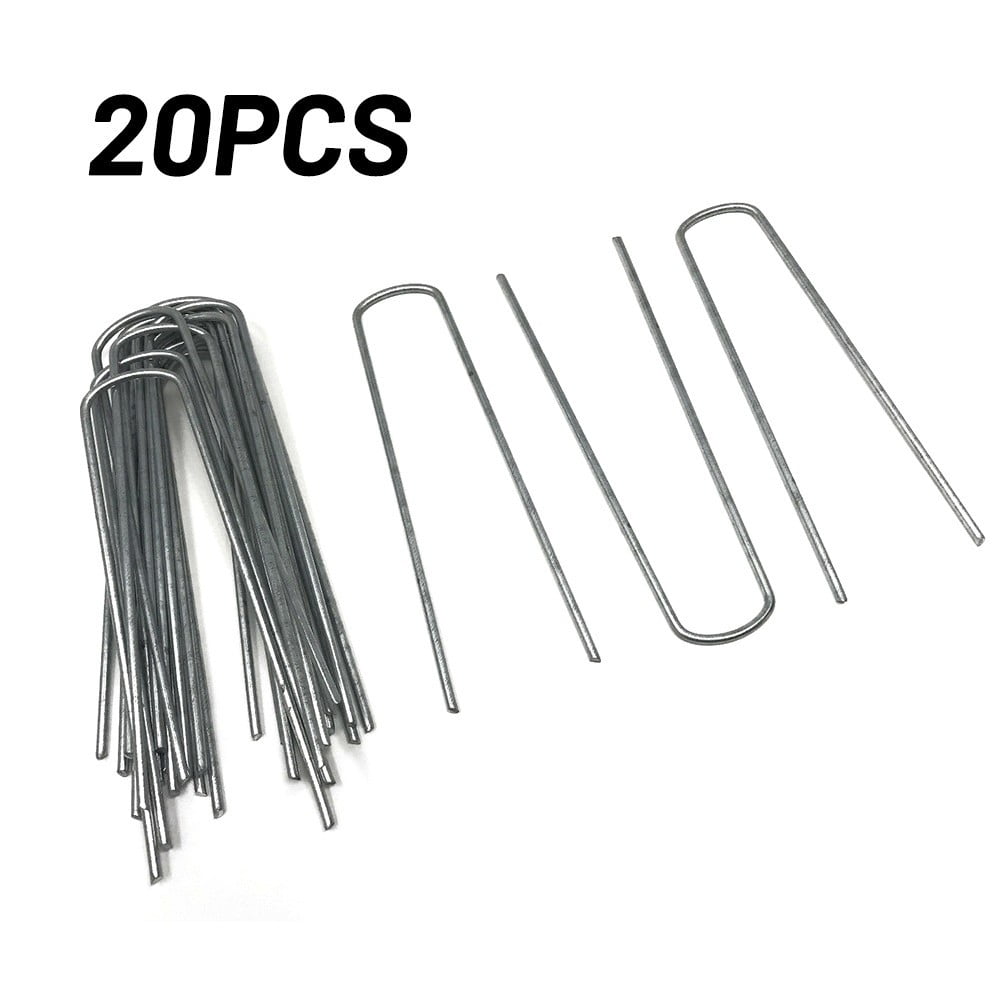 Wuweikeji 20 pcs Galvanised Metal Ground U Tent Pegs Gazebo Camping ...