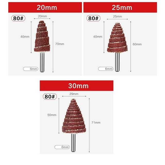 Wuweikeji 6mm Shank Tapered Cone Grinding Head Sandpaper Flap Wheels ...
