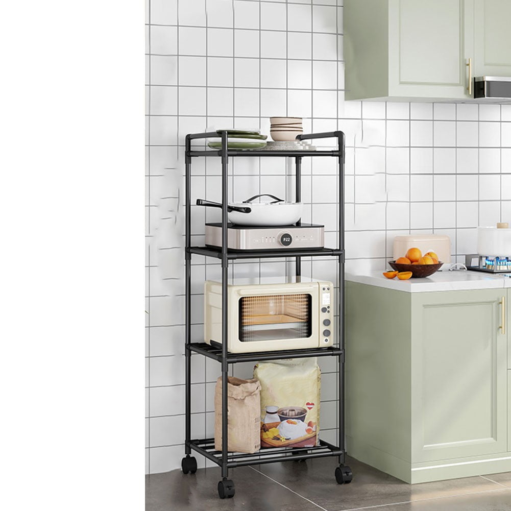 Wuweikeji Bathroom Storage Rack 4 Layers of Black , Floor-Standing ...