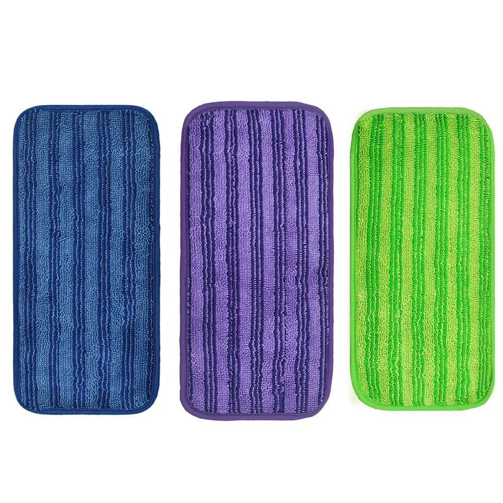 Wuweikeji Mop Pads 3 pack （Green+Blue+Purple）Reusable Swiffer Pads ...