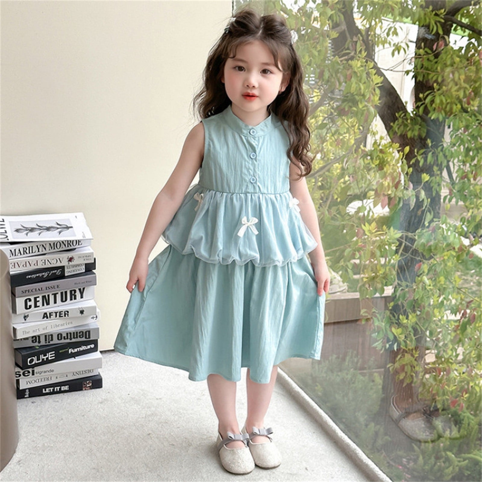 Wuxian Girls Summer Dresses Casual Sleeveless Vest Button Down Dress ...