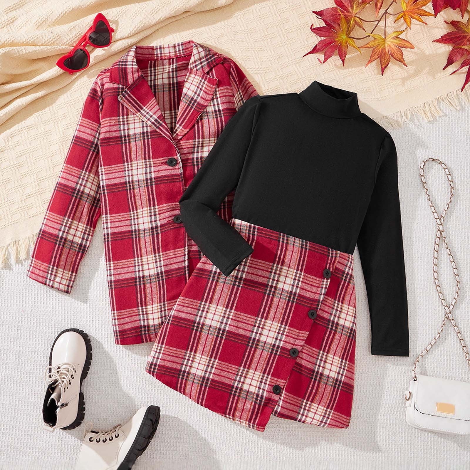 Wuxian Girls Outfits 3 Piece Suit High Neck Undershirt Long Sleeve ...