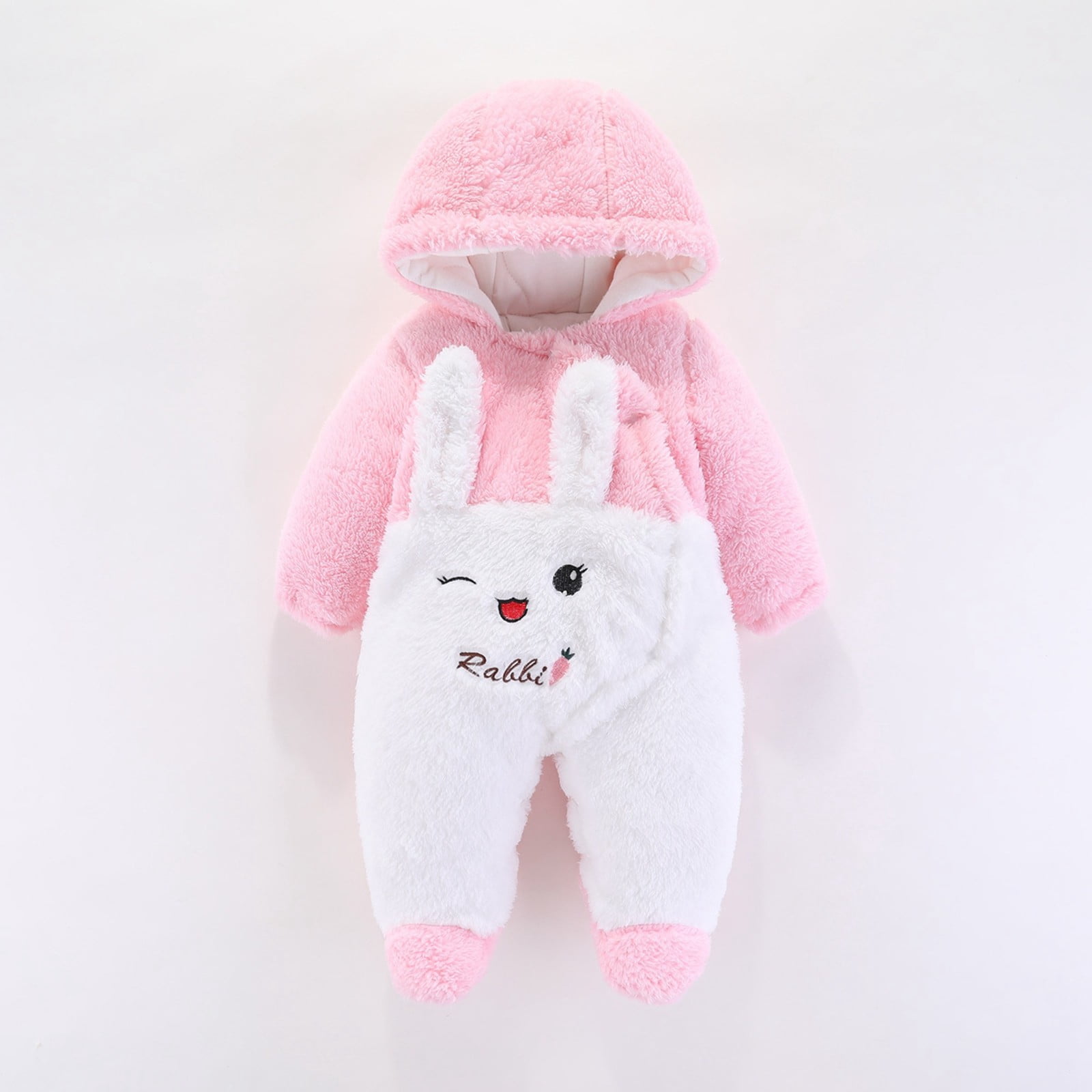 Wuxian Kids Fall Outfits Fuzzy Thick Warm Hooded Romper Jumpsuit Color ...