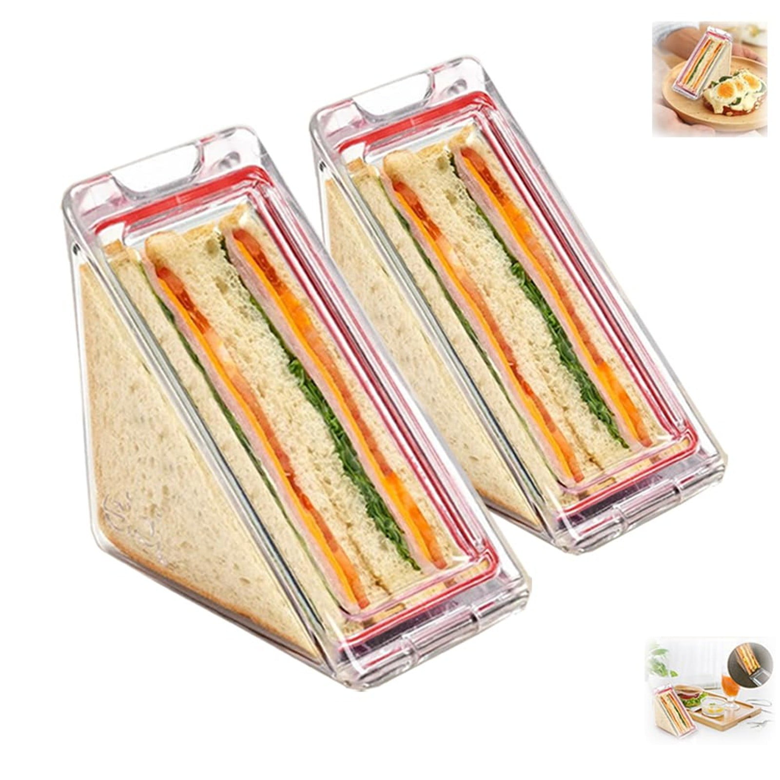 Wuxinga Food Storage,Triangular Sandwich Container Reusable Washable ...