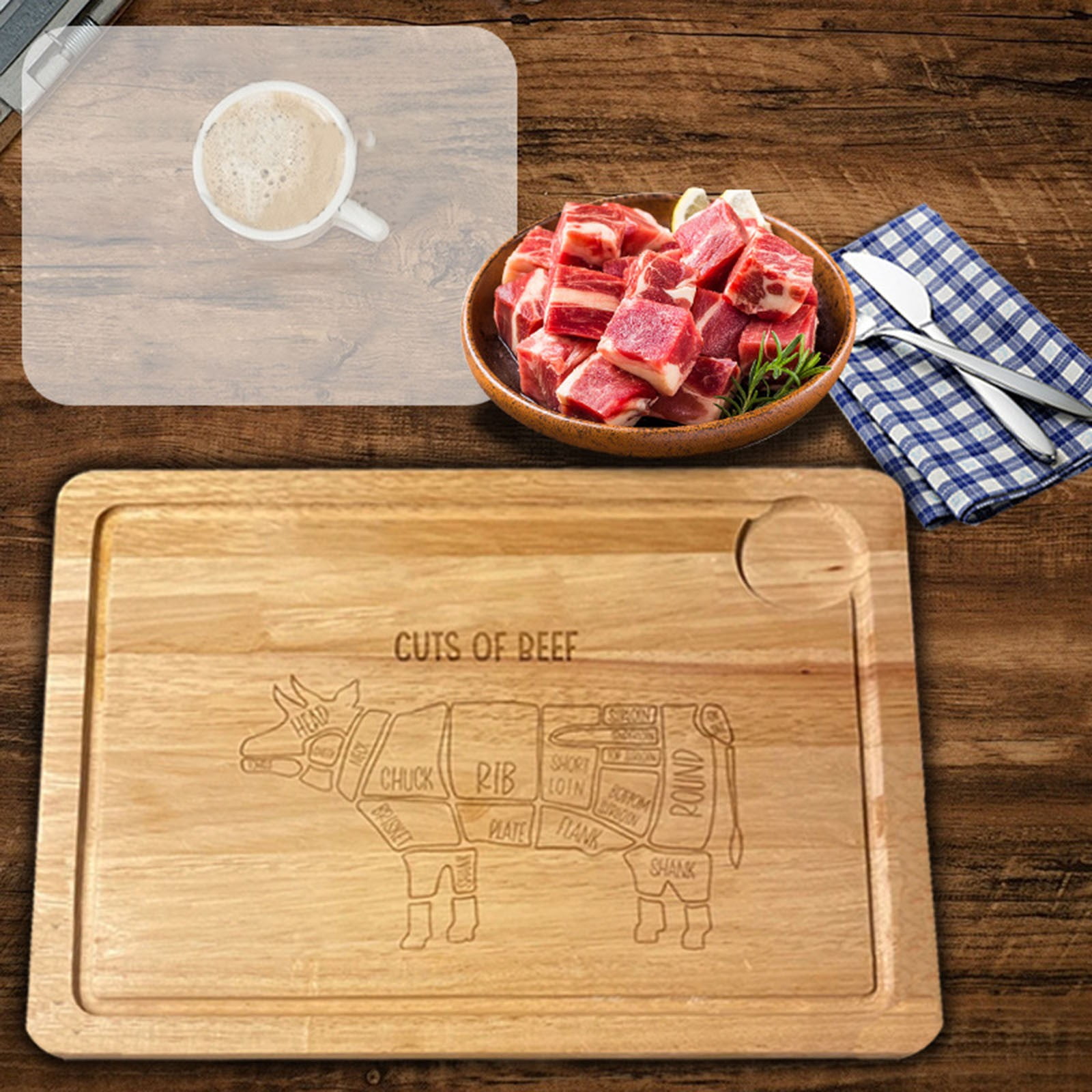 Wuxinga Vegetable Cutter,Beef Cow Meat Map Engraved Cutting Board ...