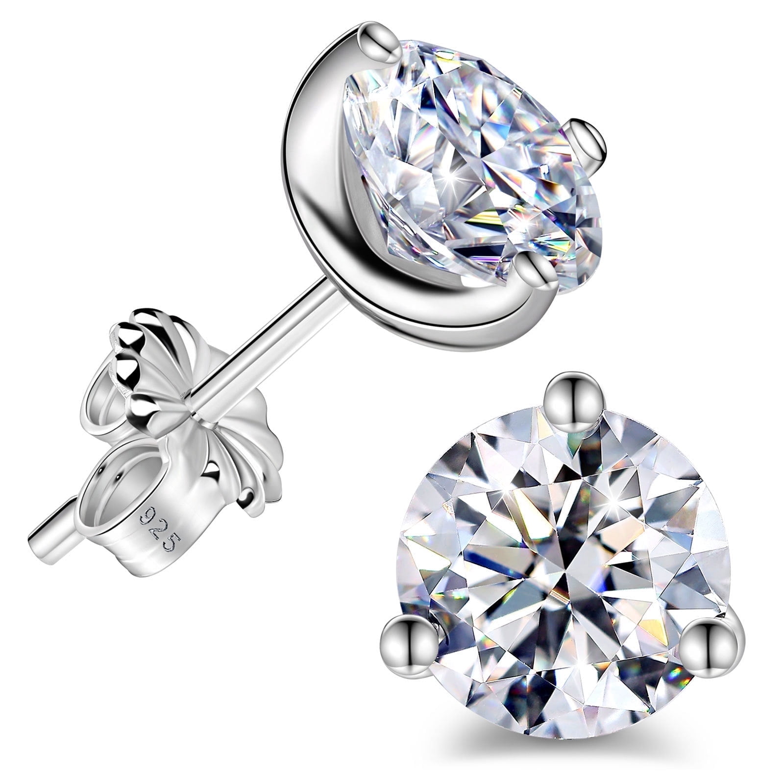 Wuziwen 2.5 Carat Round Cut Moissanite Stud Earrings for Women D Color ...