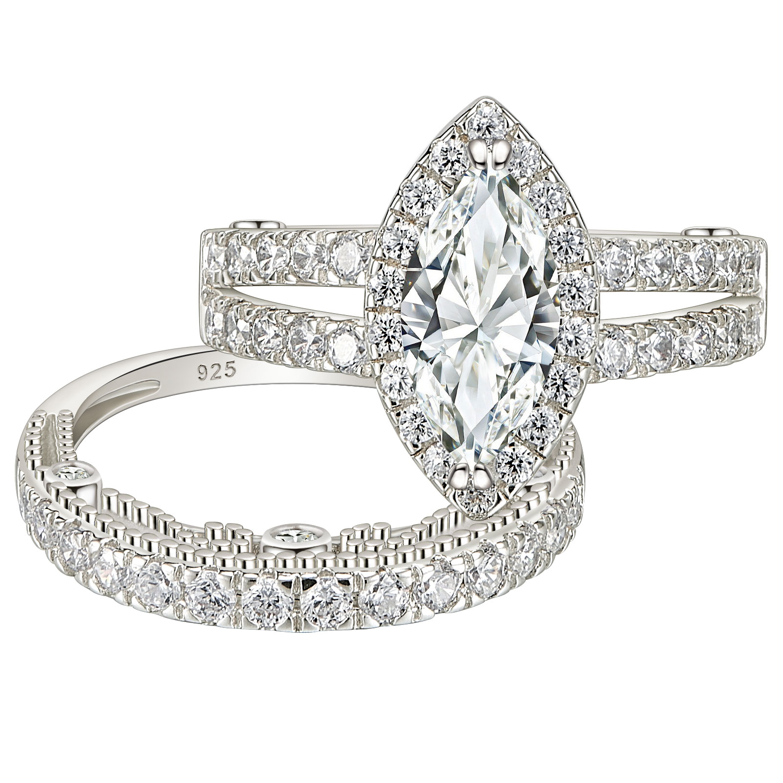 Shop 1.02 Carat T.G.W. CZ Two-Tone Wedding Ring Set - Great Prices Await - Walmart.com