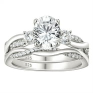 Wuziwen Princess Bridal Ring Sets for Women Wedding Band Guard Ring Enhancers Sterling Silver CZ ...