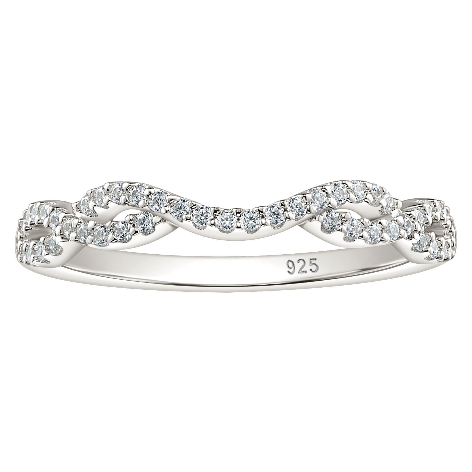 Wuziwen 925 Sterling Silver Twisted Infinity Eternity Ring Wedding ...