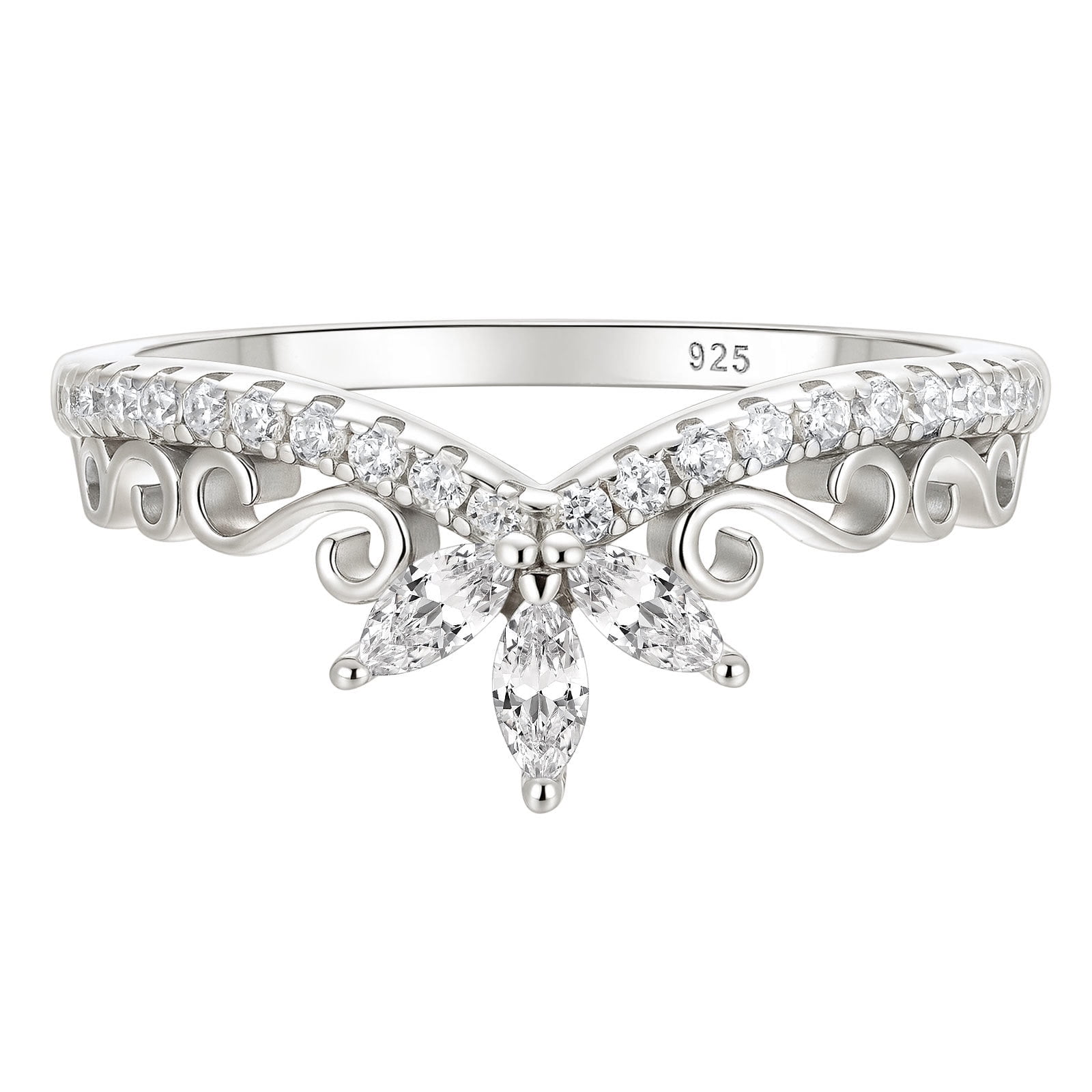 Wuziwen Crown Wedding Bands for Women Curved Infinity Eternity Rings ...