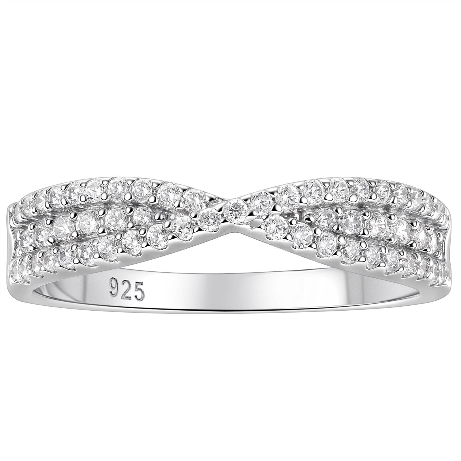 Wuziwen Infinity Wedding Bands for Women Curved Eternity Rings for Her Promise Ring 925 Sterling ...