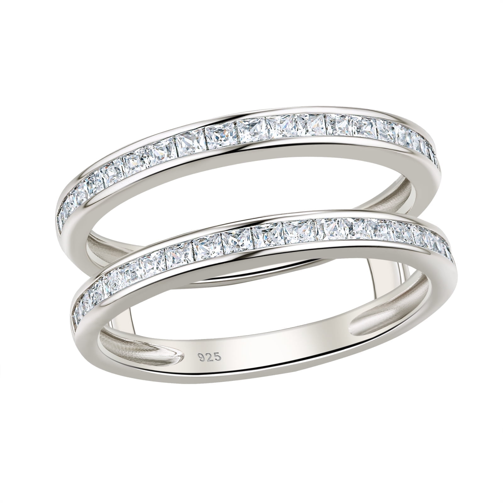 Wuziwen Princess 925 Sterling Silver Ring Enhancer for Women Cubic ...
