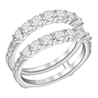 Newshe Wedding Rings for Women Engagement Ring Enhancer Band Bridal Set Sterling Silver 1.8Ct Cz ...