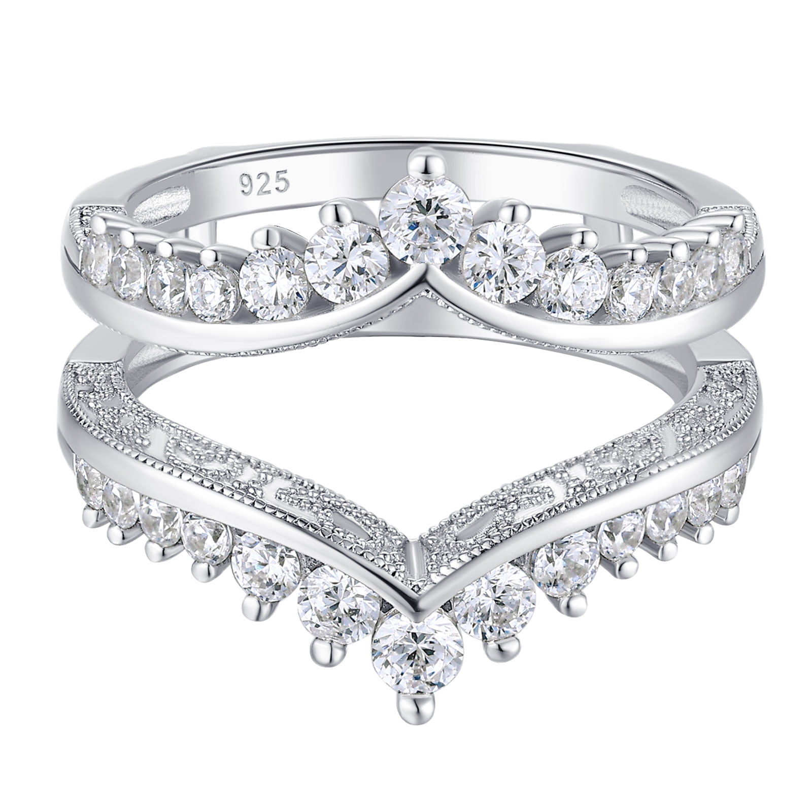 Wuziwen CZ Wedding Guard Ring Enhancer, 925 Sterling Silver, Adjustable ...