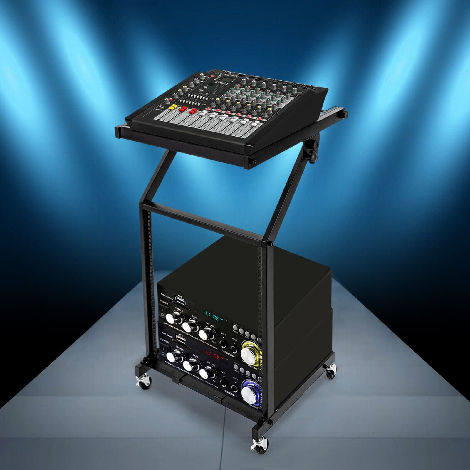 Wuzstar 12U DJ Mixer Stand Rack Stage Iron Cart Music Show Studio ...